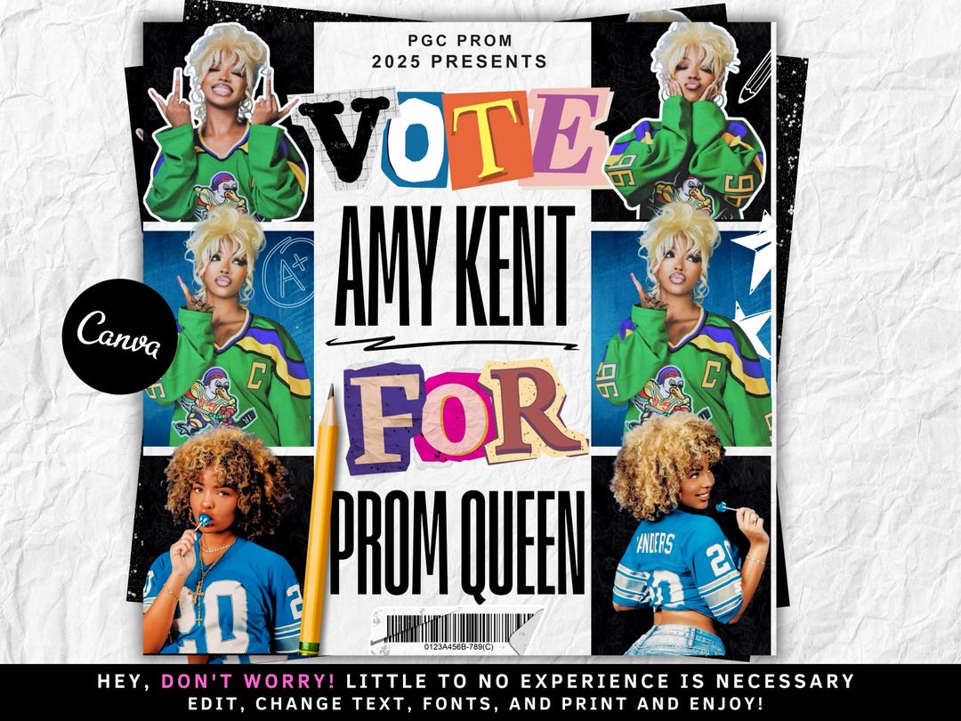 Vote Prom Queen Flyer, Homecoming Flyer, Prom Flyer, Canva Template ...