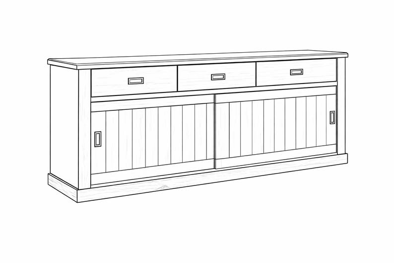 Technical Drawing for Buffet Cabinet|sideboard Furniture Plan | PDF ...