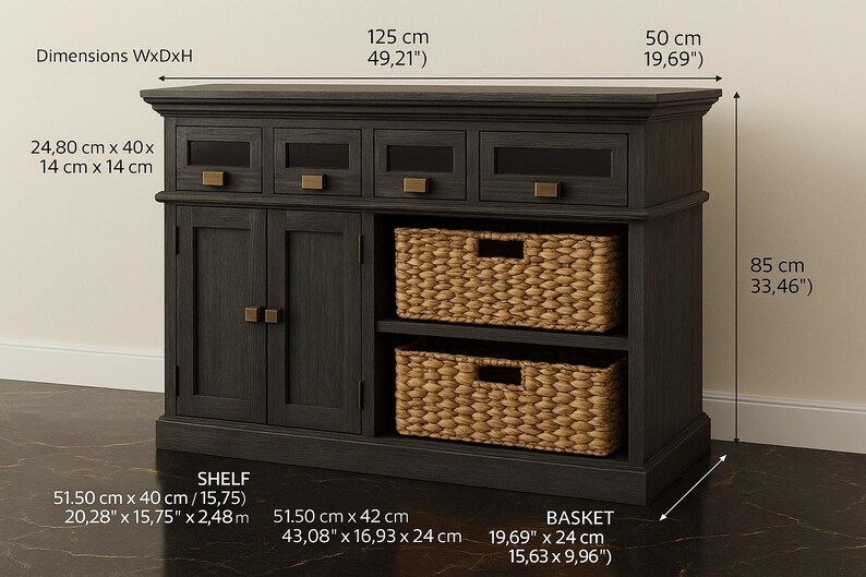 Modern Buffet Cabinet Technical Drawing | Furniture Blueprint ...