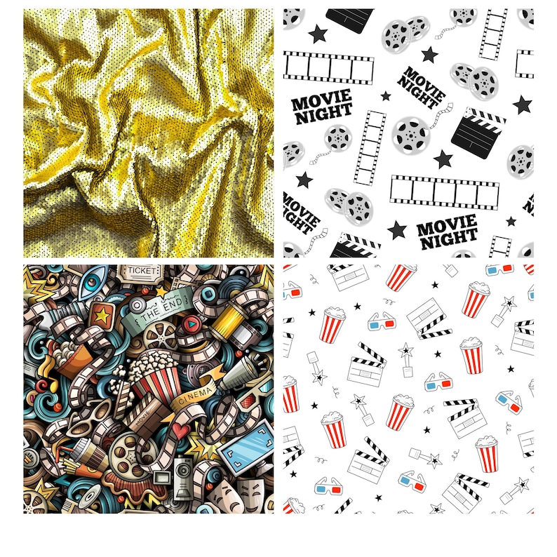 Movie Night Digital Paper Pack: Scrapbook Backgrounds (digital Download ...