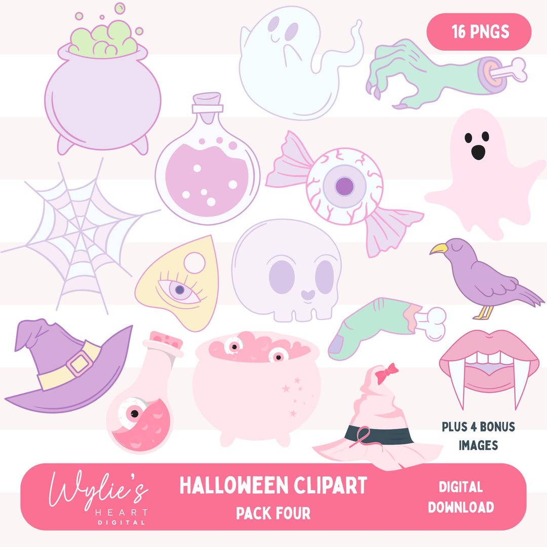 Halloween Clipart Pack: 25 PNG Images, High Resolution (digital ...