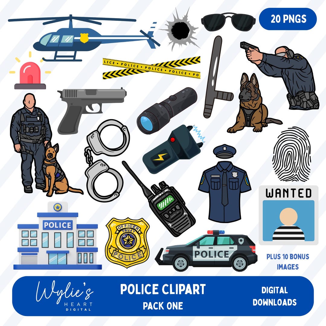 Police Digital Clipart Pack: 30 PNG Images (digital Download) - Etsy