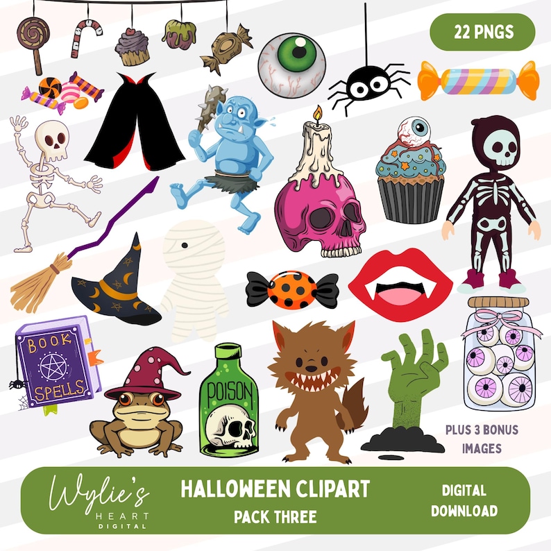 Halloween Clipart Pack: 30 PNG Images, High Resolution (digital ...