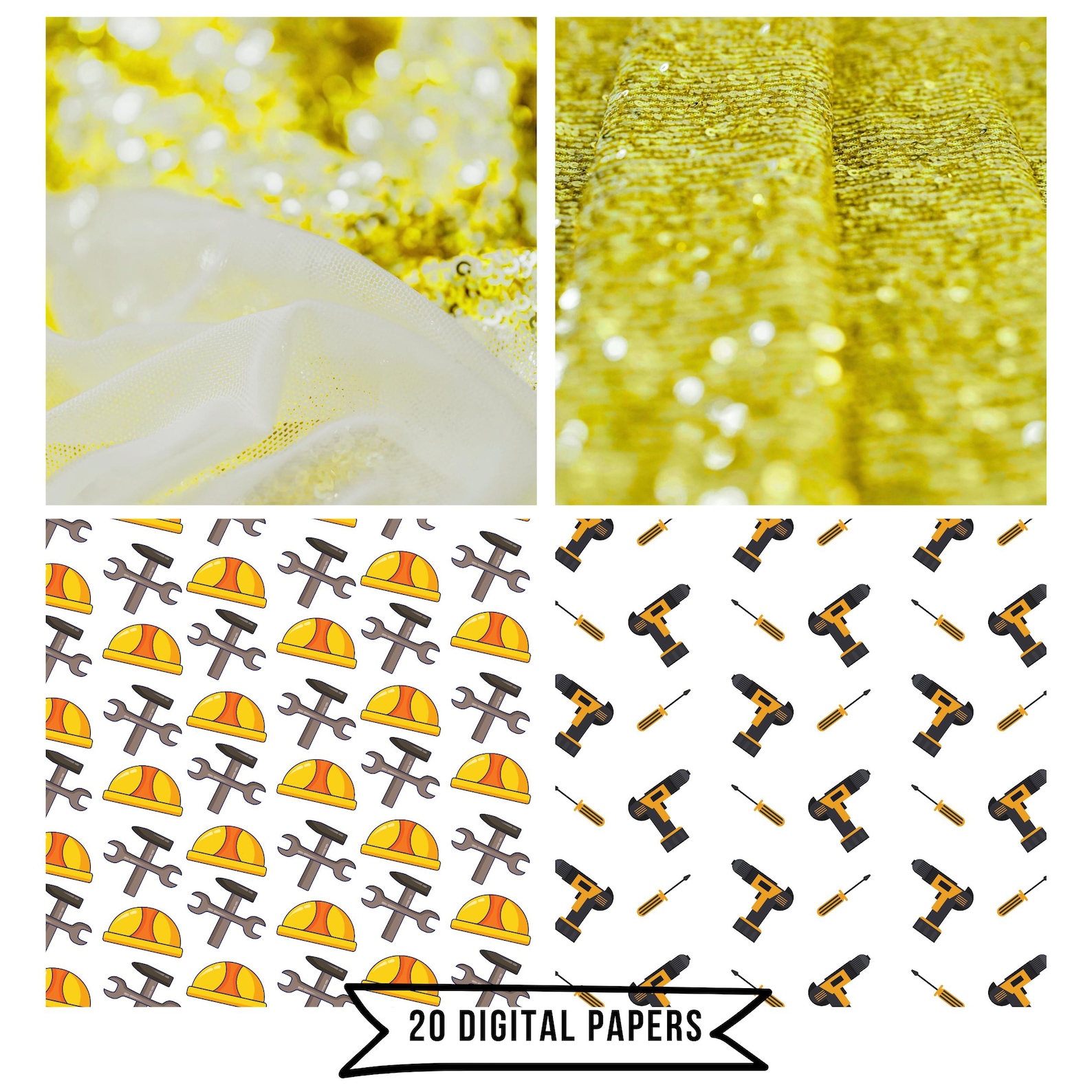 Construction Digital Paper Pack | 20 Construction Pattern Paper ...