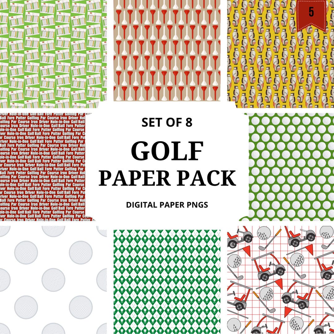 Golf Digital Paper Pack: Seamless, PNG, 12x12 Scrapbook Papers (digital ...