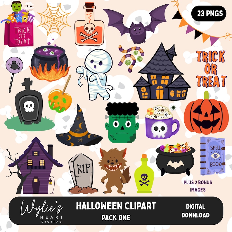 Halloween Clipart Pack: 30 PNG Images (digital Download) - Etsy