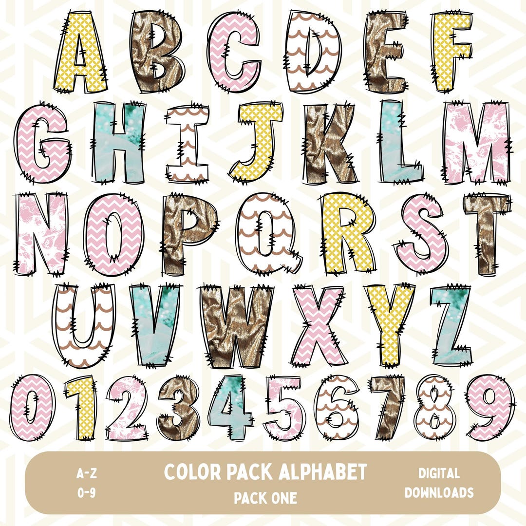 Alphabet and Number Digital Clipart: A-Z, 0-9 (PNG Download) - Etsy