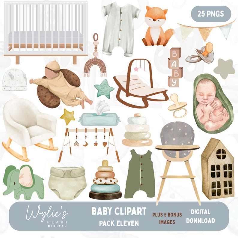Baby Clipart: 30 PNG Images, Nursery Theme (digital Download) - Etsy