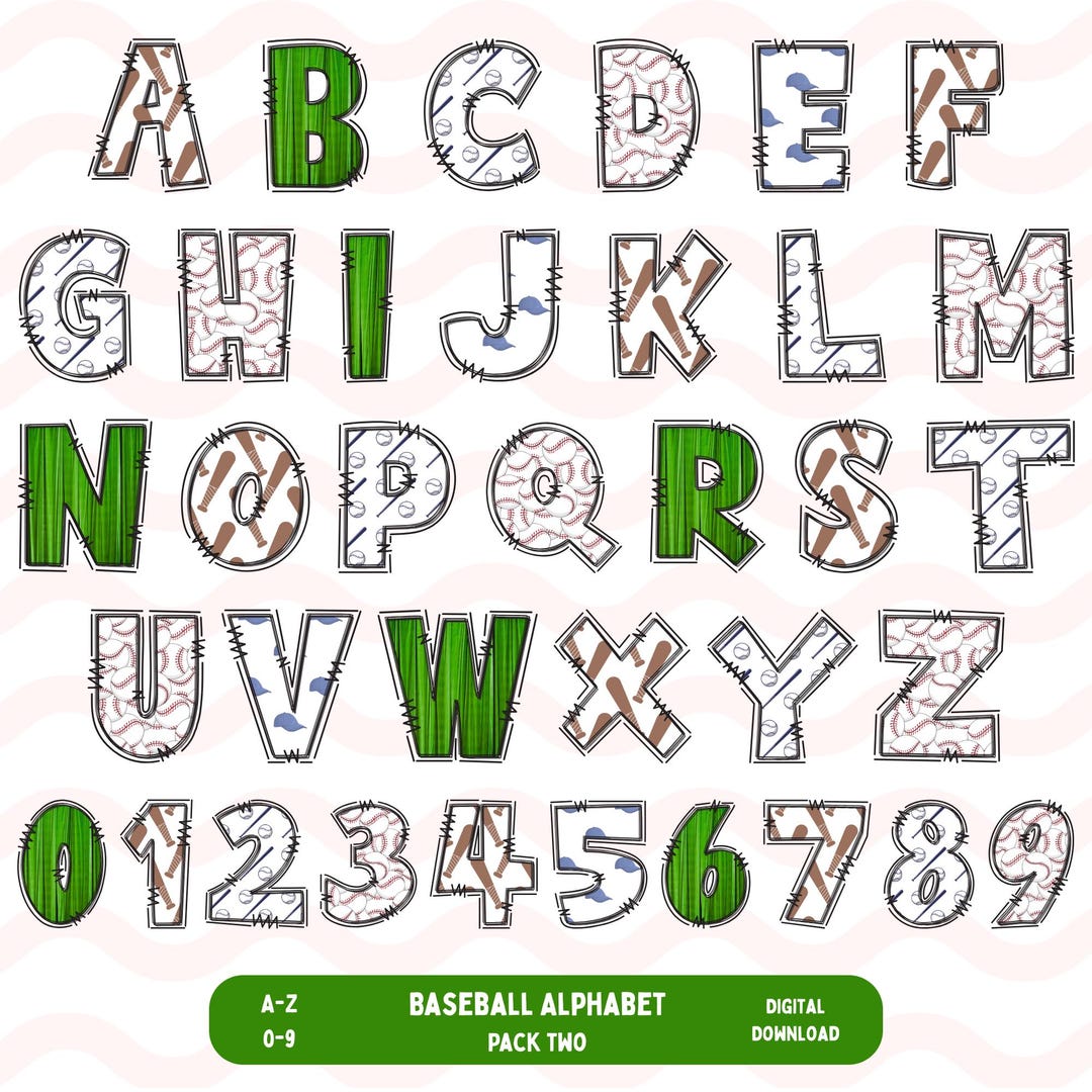 Baseball Alphabet & Number Clipart, Sports Letter Pack (digital ...