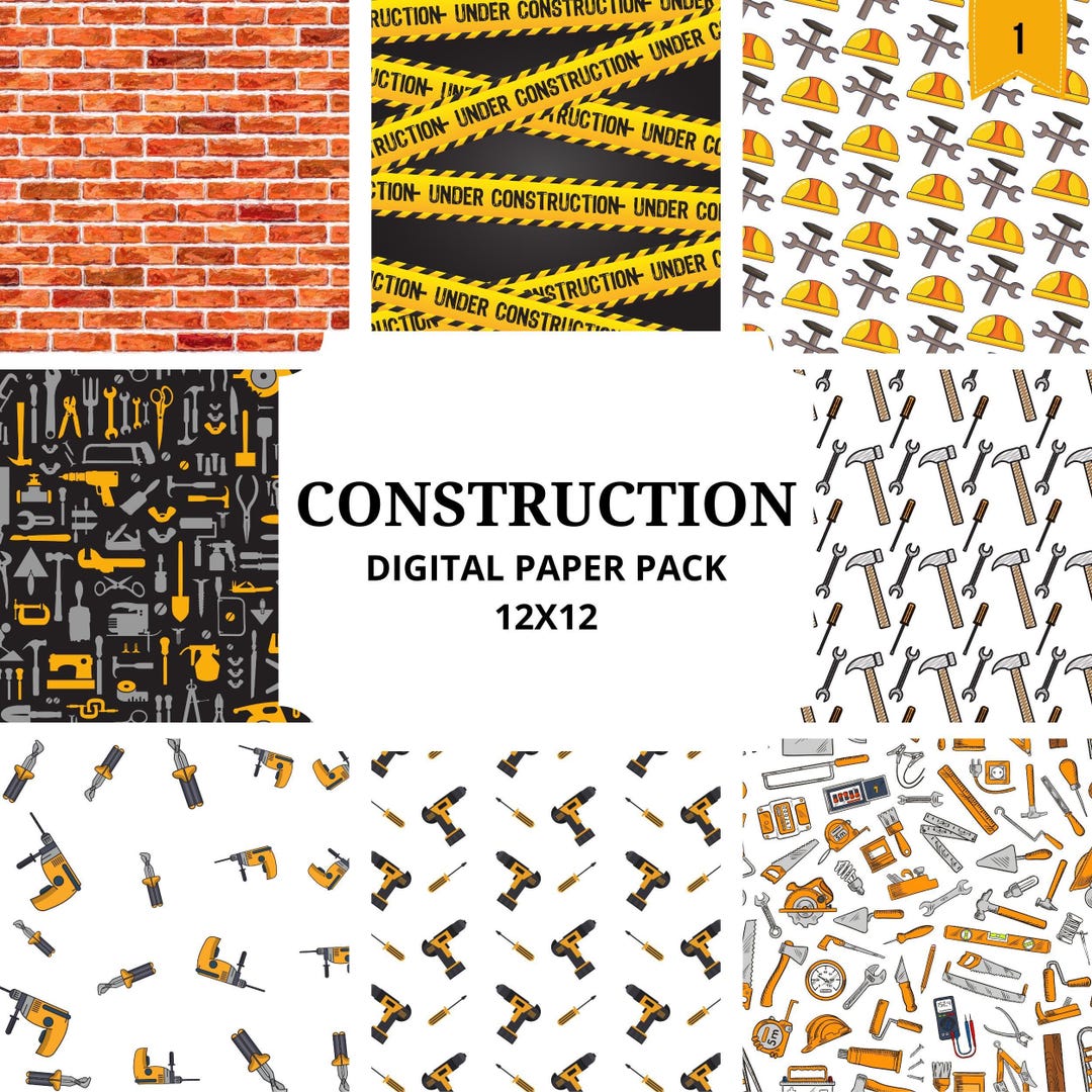 Construction Digital Paper Pack | 8 Construction Pattern Papers ...
