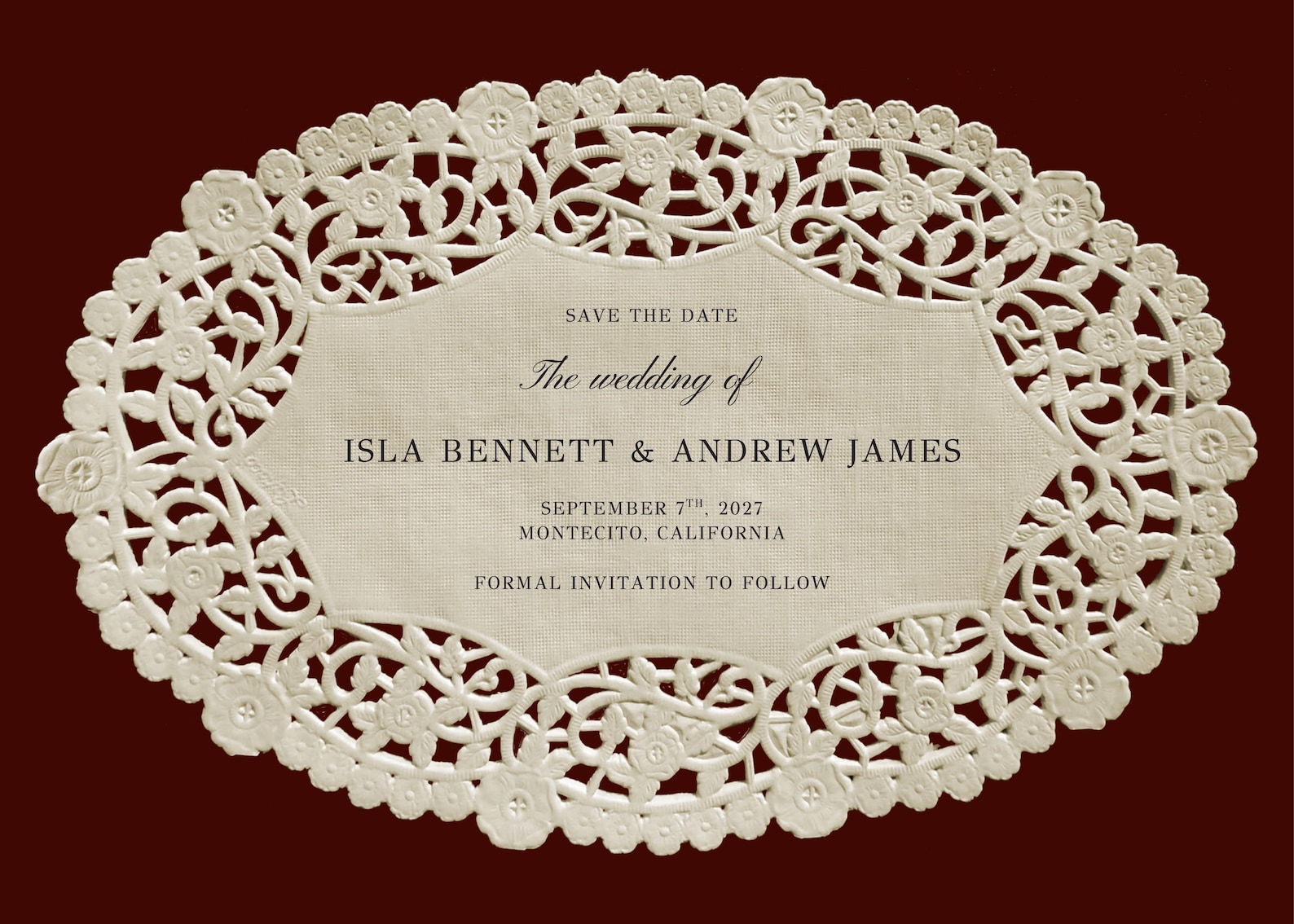 Save the Date Doiley: Hand-illustrated CANVA Template (digital Download ...