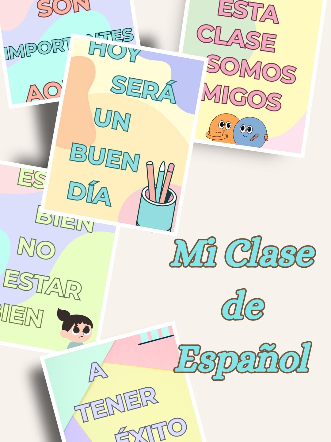 Spanish Inspirational Quotes - 5 Printable Posters - Bundle - Pastel ...