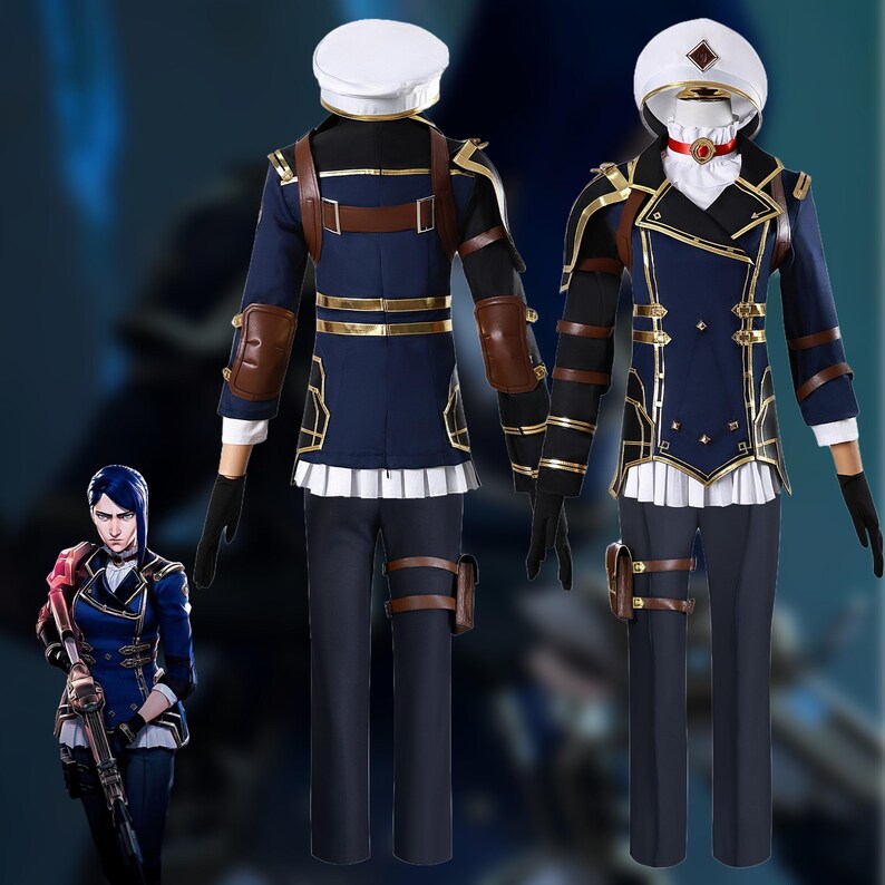Caitlyn Cosplay Costume Arcane League of Legends Outfit Blue Uniform ...