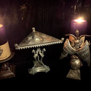 BAPHOMET STATUE With Victorian Griffin Pedestal - Plus Antique Candle ...