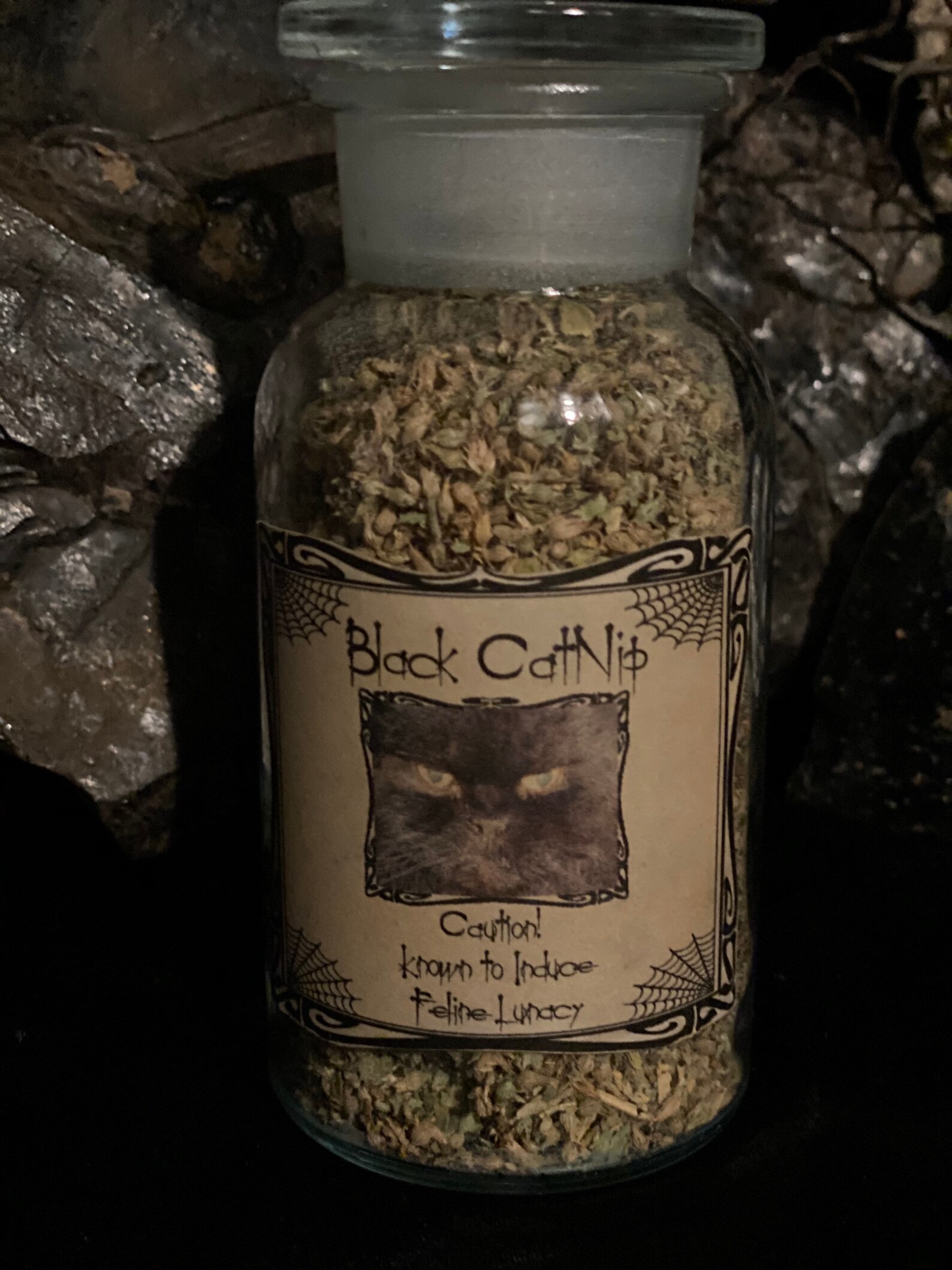 Antique Black Catnip Apothecary Jar Filled With Catnip Herb - Store ...