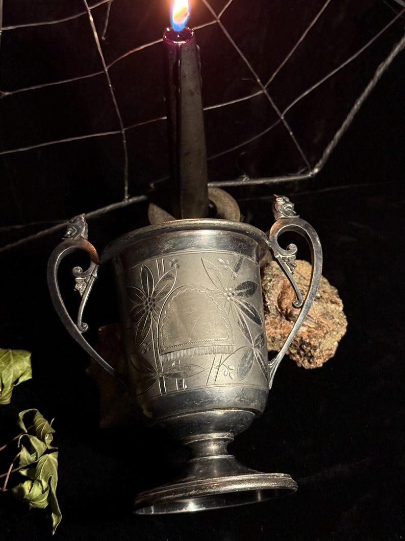 Mysterious Victorian Altar Chalice Old Silver Plate Two Handles ...