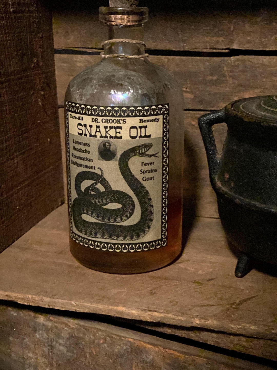 Antique SNAKE OIL Bottle With Custom Made Label Sideshow Gaff ...