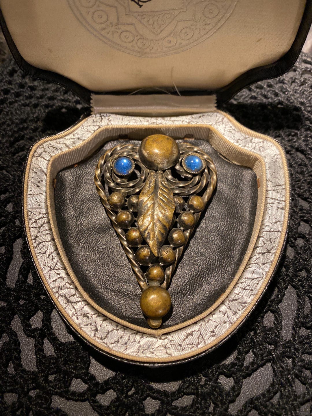 Antique Victorian Dress Clip Old Brass With Stunning Blue Stones at ...