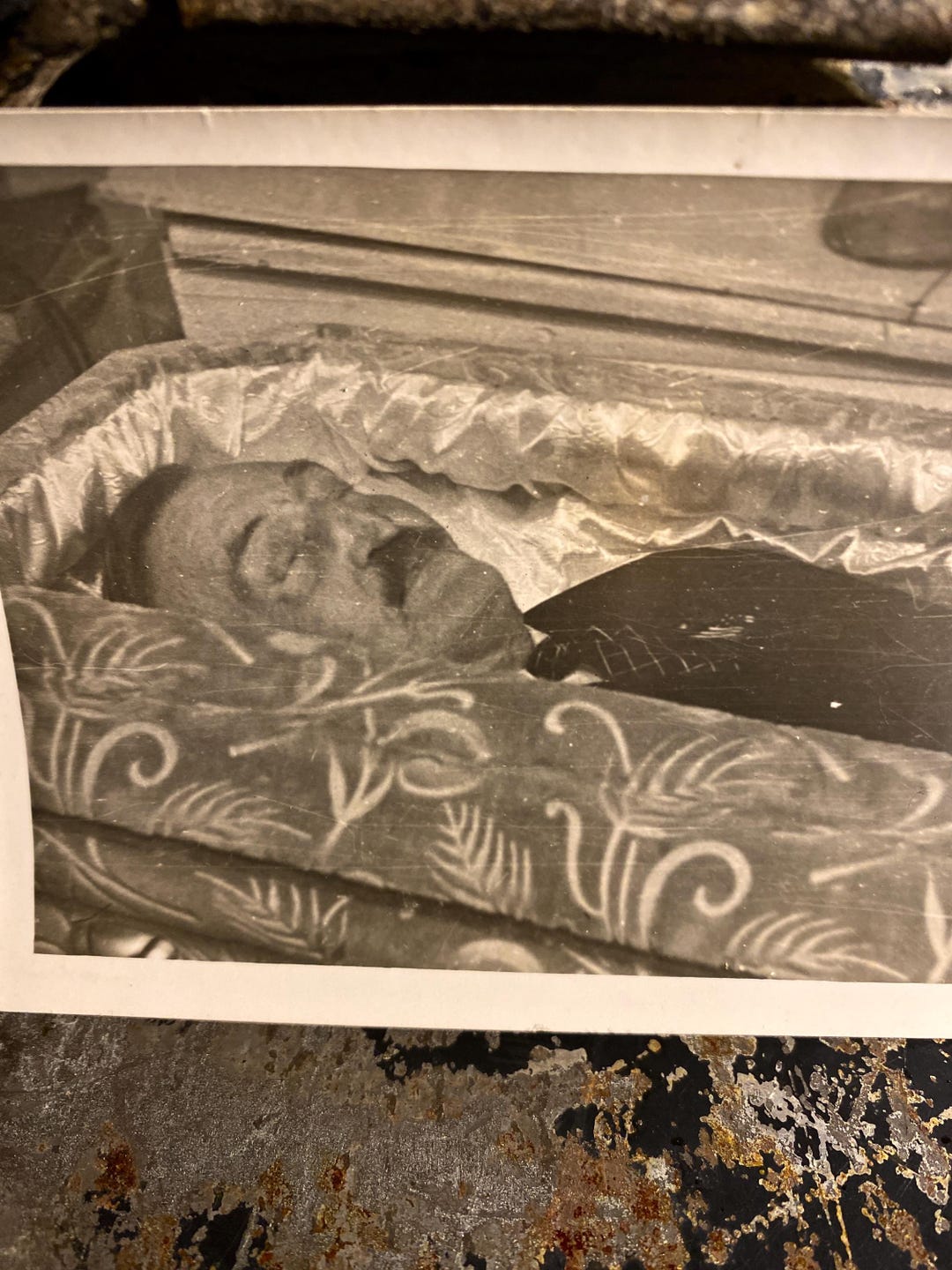 Dead Man With Mustache in Open Casket - Antique Postmortem Photo at ...