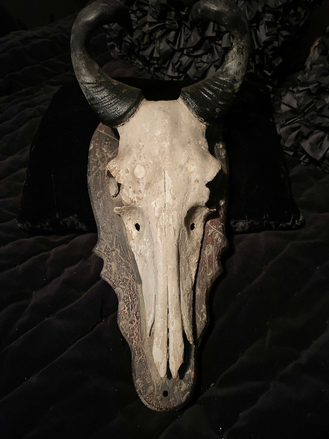 Antique Horned Beast Skull Face Mount - Great Gothic Gift - Haunted ...