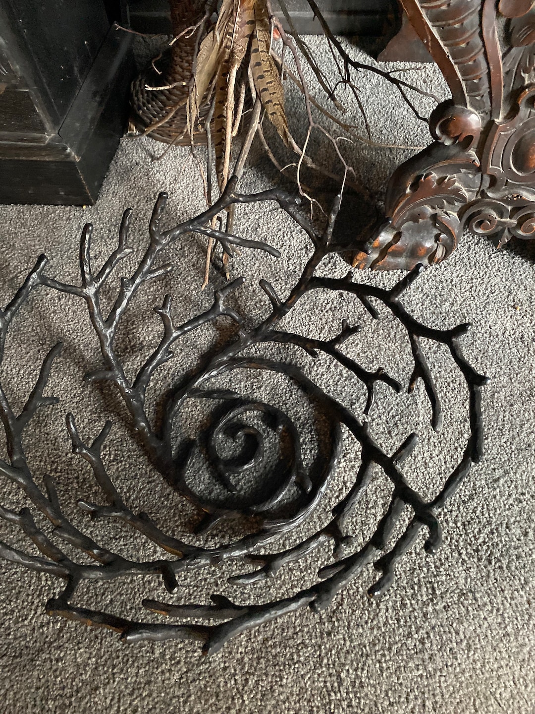 Vintage Metal Twig Basket Large 16 Centerpiece Basket - Etsy