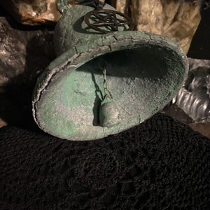 Old GREEN WITCH BELL Antique Altar Bell 6 1/2" Tall With Added Inverted ...
