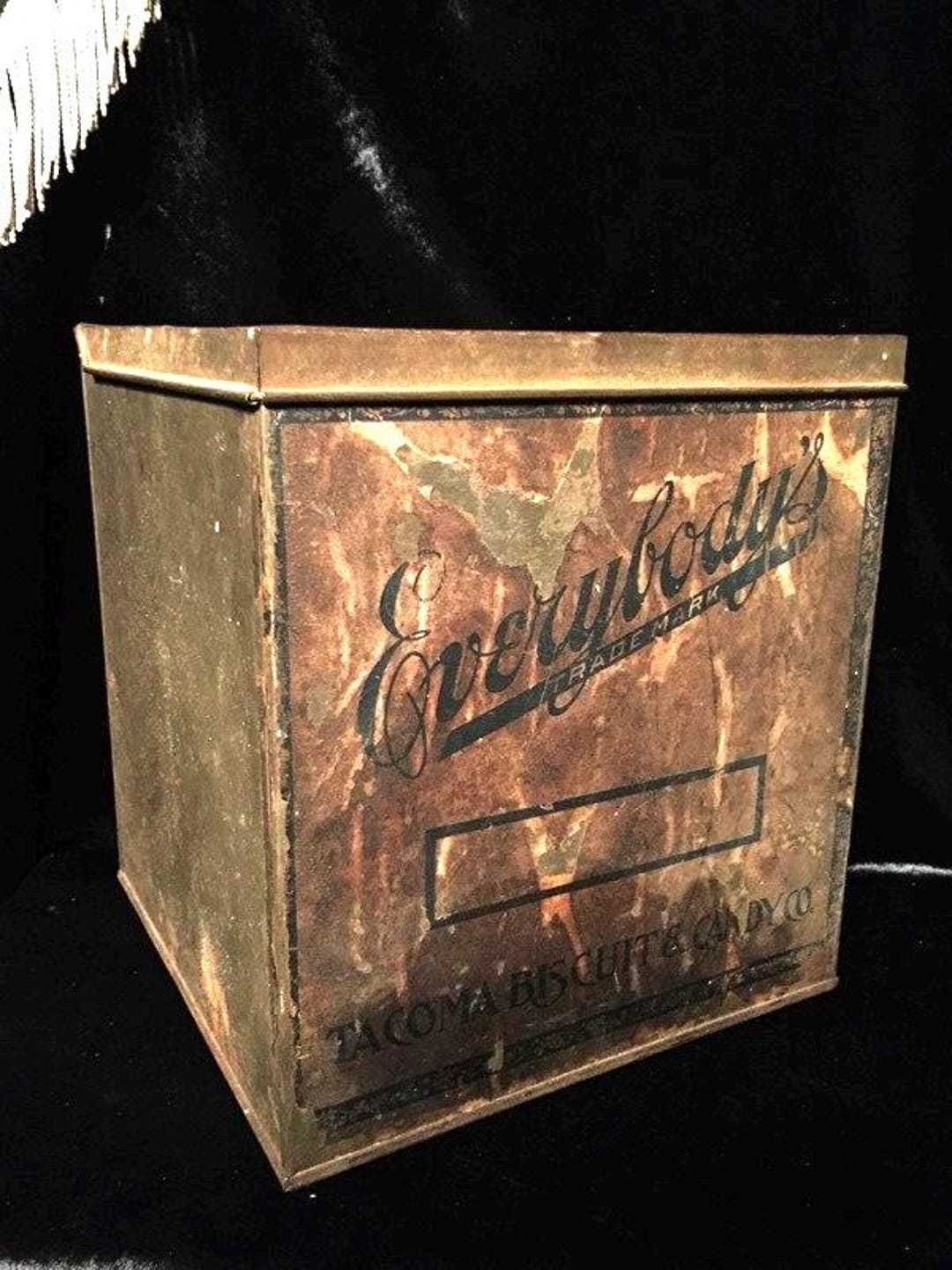Rustic Old Tin Biscuit Box at Gothic Rose Antiques - Etsy