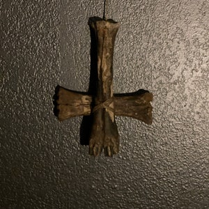 Antique Bone Cross 9" Hangs Upside Down by Twine - Satanic - Altar ...