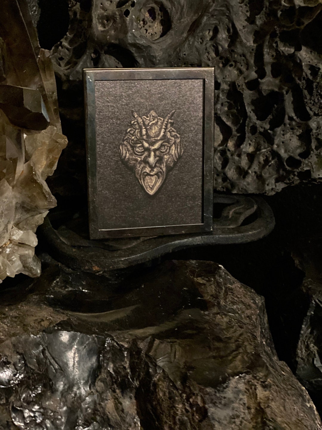 Handsome DEVIL PORTRAIT in Antique Gorham Silver Frame - Etsy