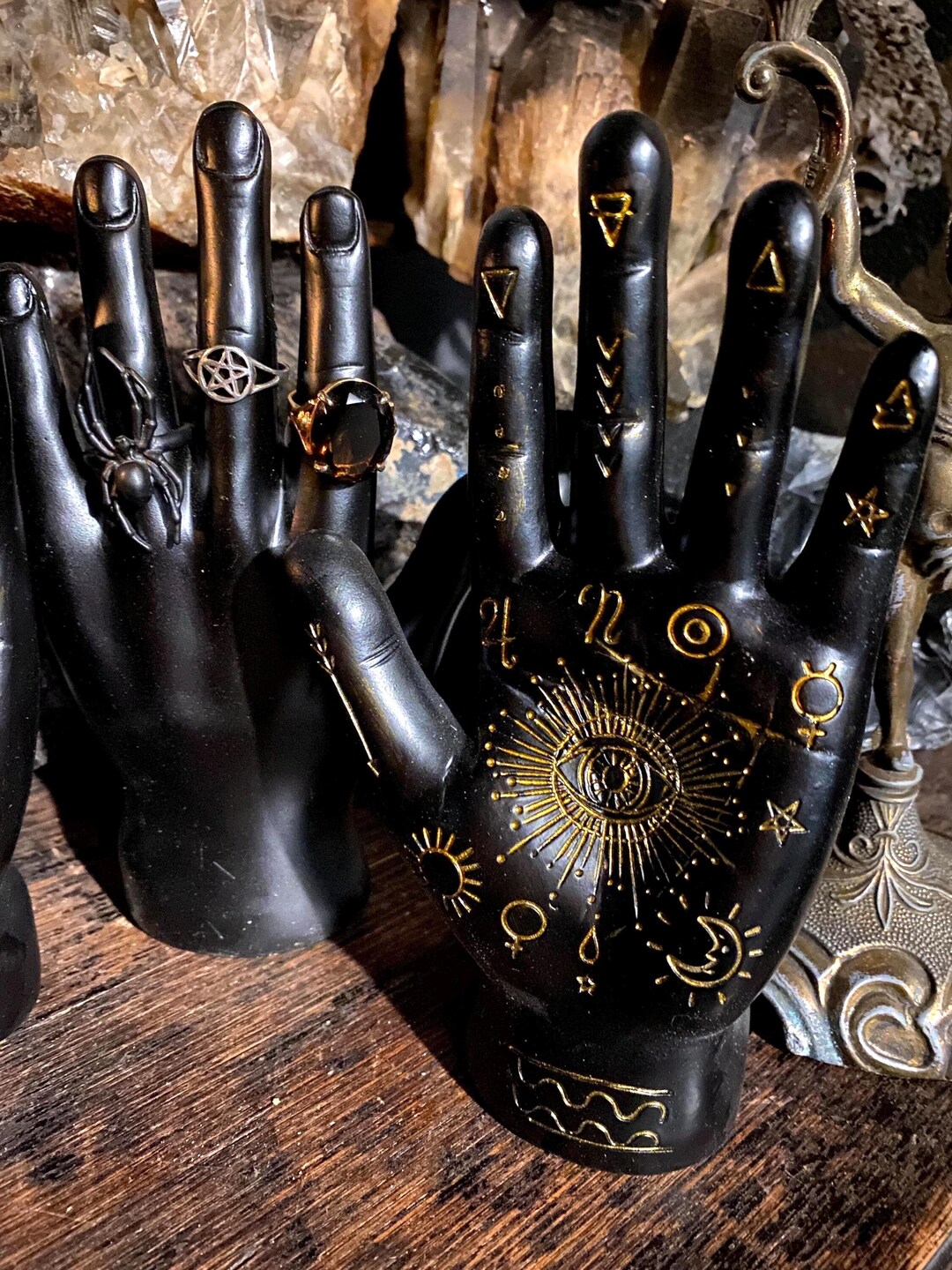 Ring Display Stands Black Celestial Astrology Hand Statues - 19 Dollars ...