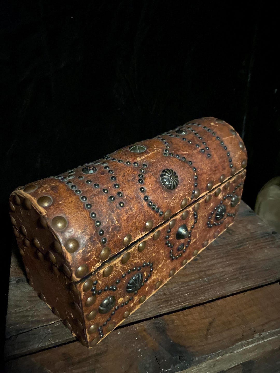 Antique Studded Leather Treasure Chest Jewelry Box From Spain - Etsy
