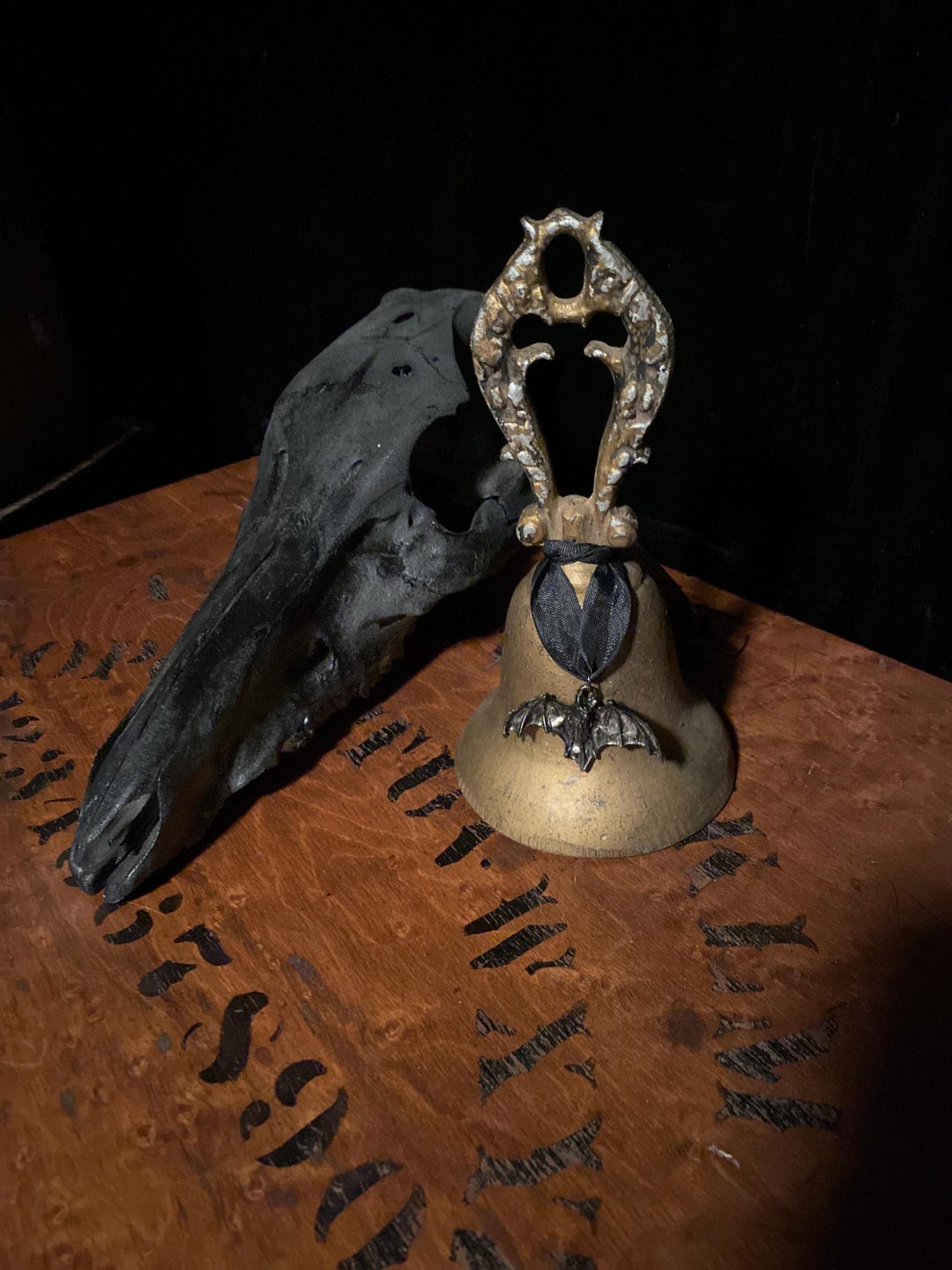 Age Worn Old BAT WITCH BELL - Gothic Altar Bell * Service Bell - Earthy ...