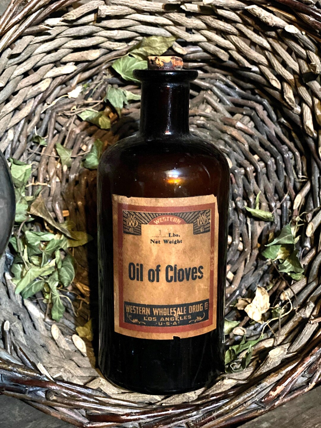 Antique OIL of CLOVES Pharmacy Bottle Original Paper Label Western ...