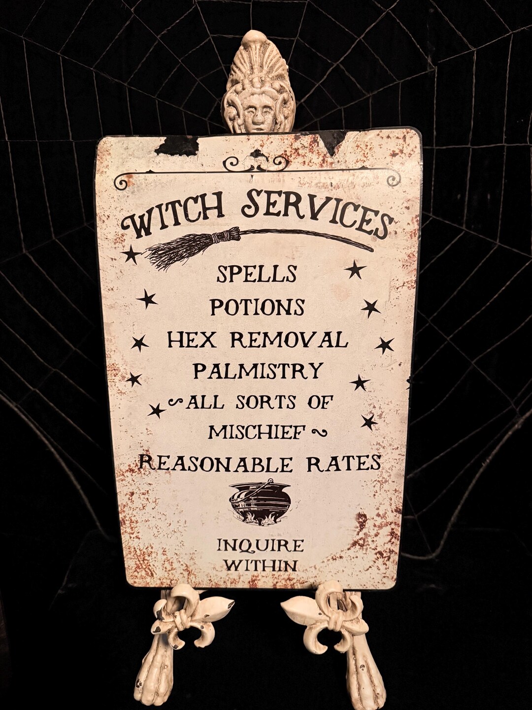 Whimsical Old Metal “witch Services” Sign - 15 1/2” X 9 1/2” - Etsy