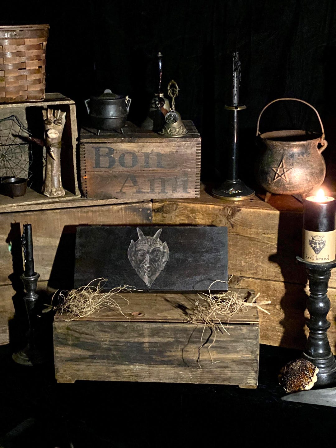 Antique DEVIL BOX - Altered Altar Box Including Wicked Contents Shown Inside - Etsy