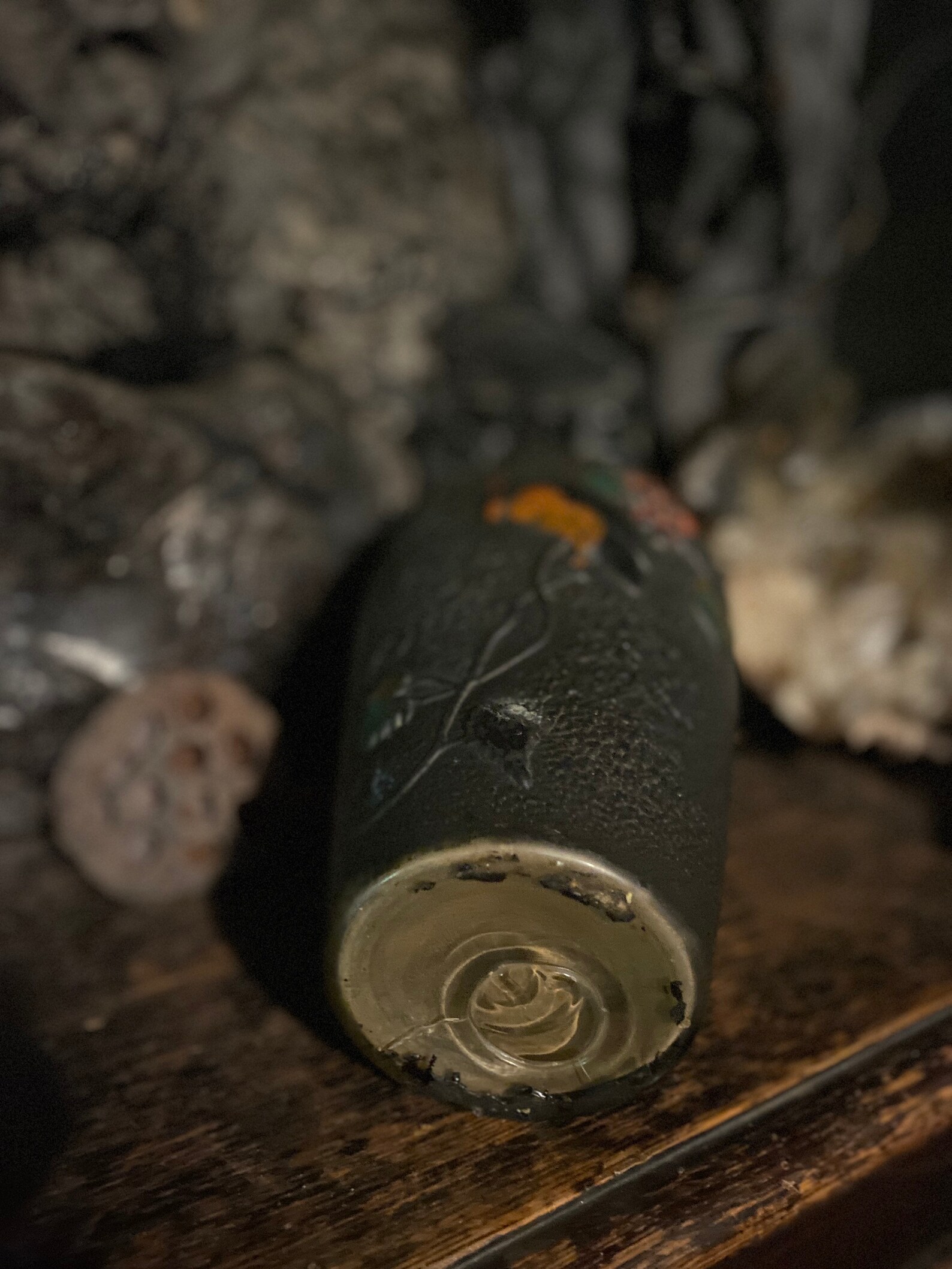 Antique BLACK Goofus GLASS VASE With Grapes Flowers and Exotic | Etsy