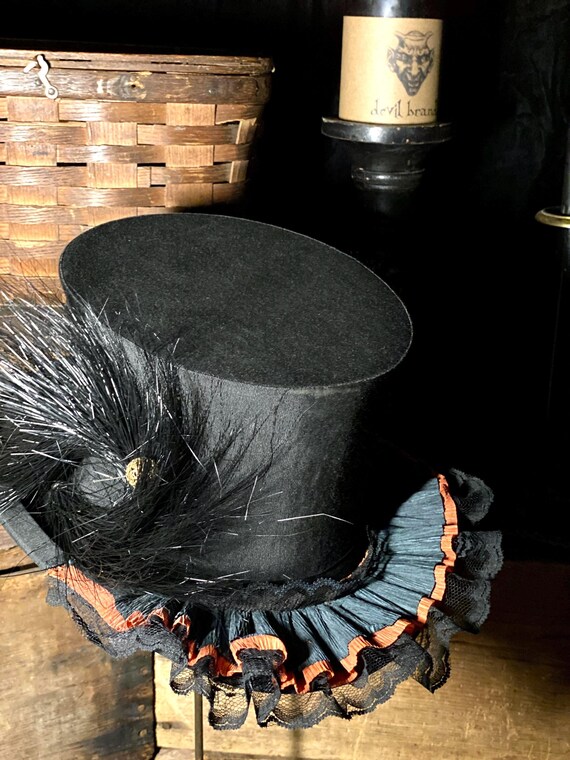 Antique Top Hat with Added Halloween Embellishments a… - Gem