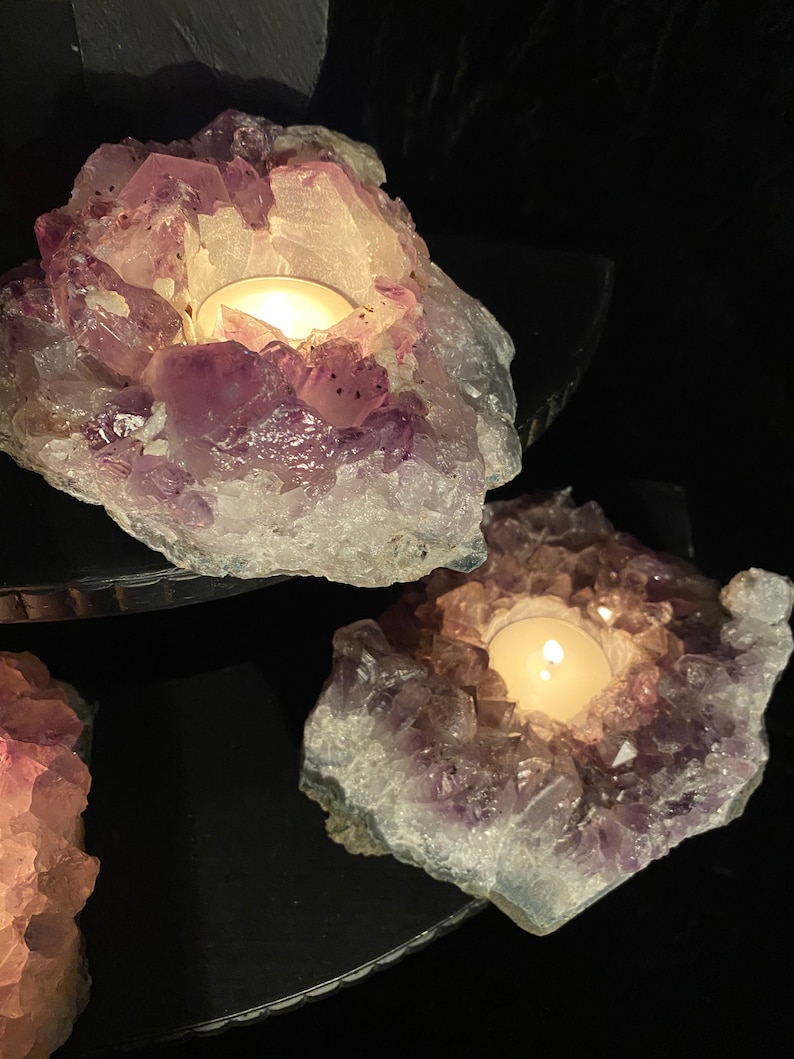 Mesmerizing Amethyst Cluster Tea Light Candle Holders 55 - Etsy
