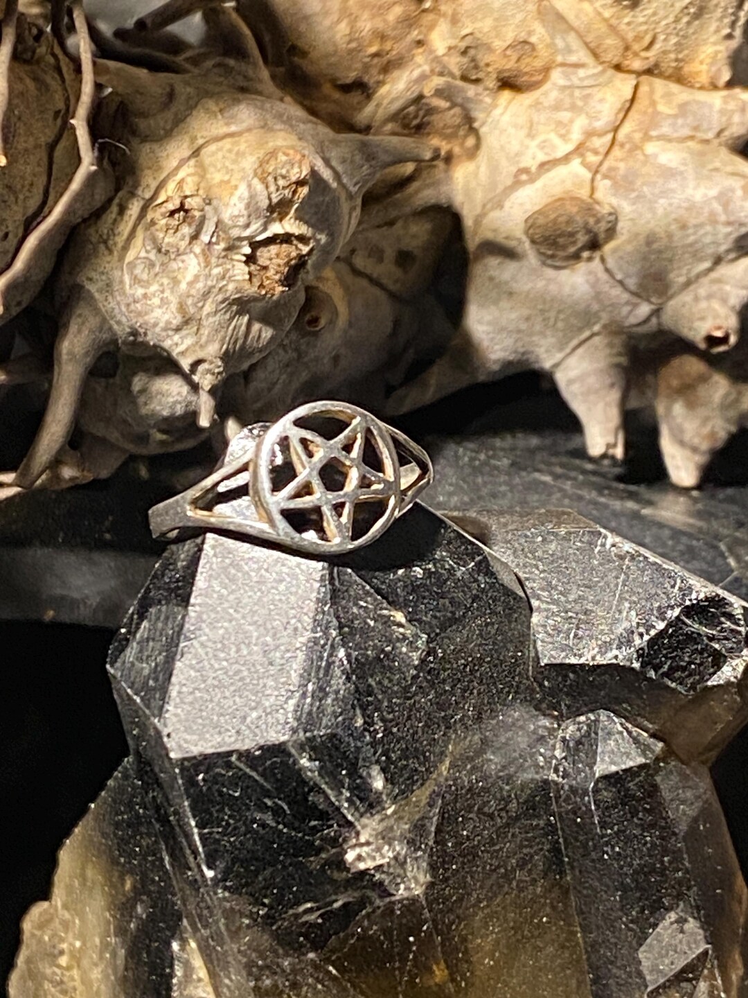 Vintage Pentagram Gypsy Witch Ring Sterling Silver Petite Pentacle ...