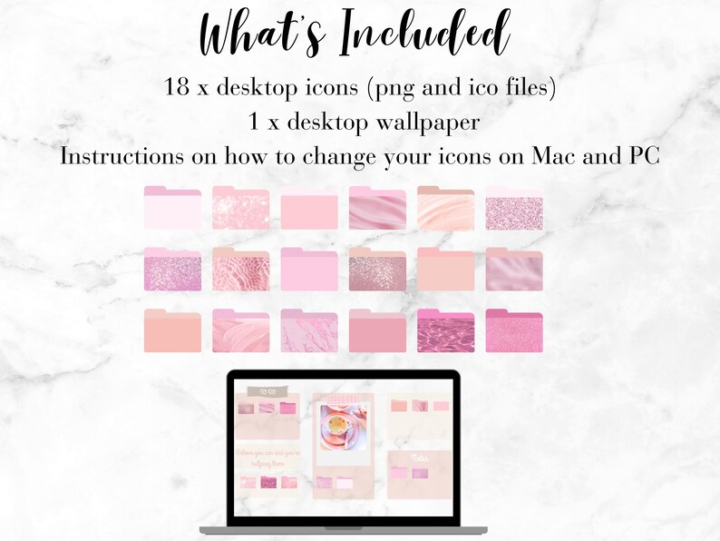 Pink Aesthetic Folder Icons – Mac & Windows Desktop Set in Blush, Pale ...