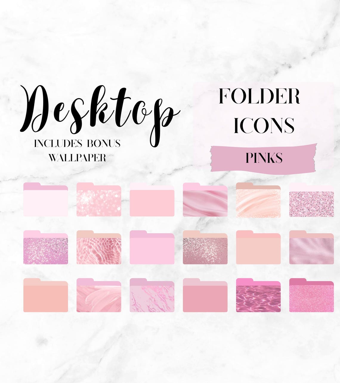 Pink Aesthetic Folder Icons – Mac & Windows Desktop Set in Blush, Pale ...