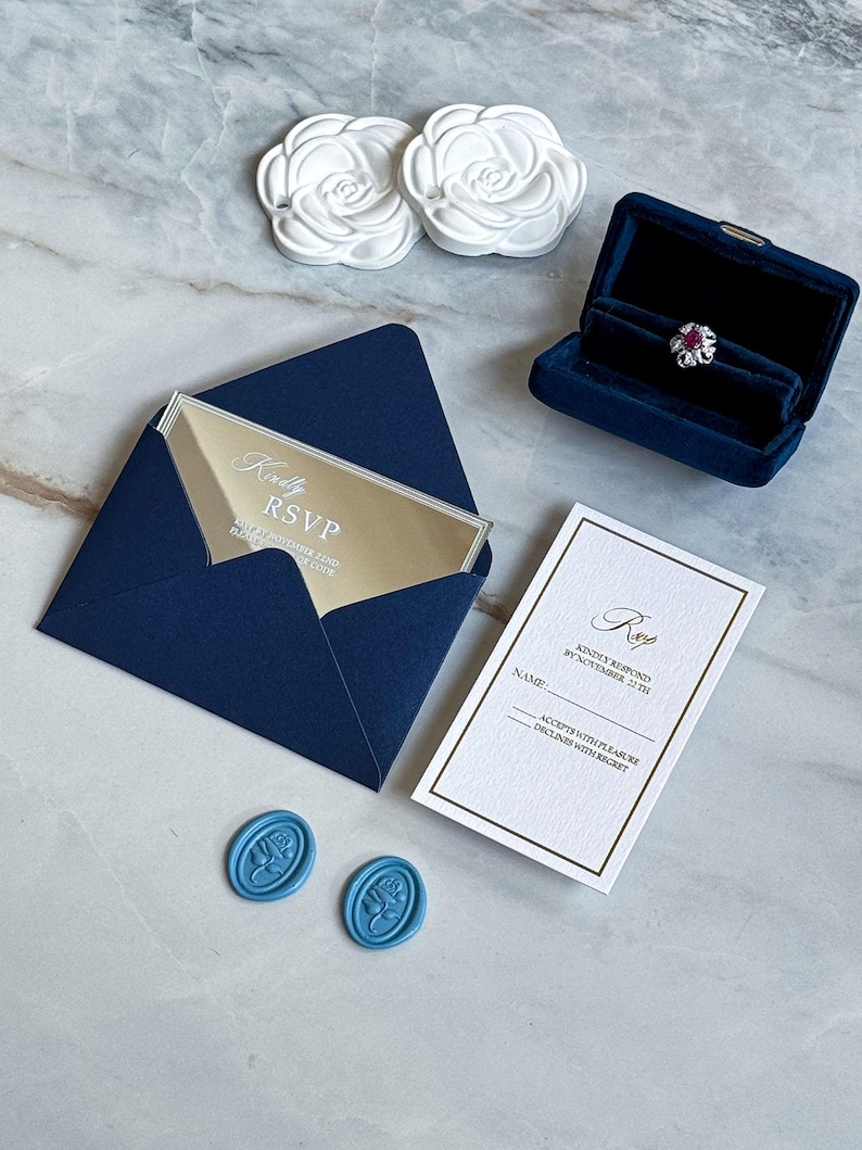 Elegant Acrylic Wedding Invitations, Mirror Silver Wedding Invites With ...
