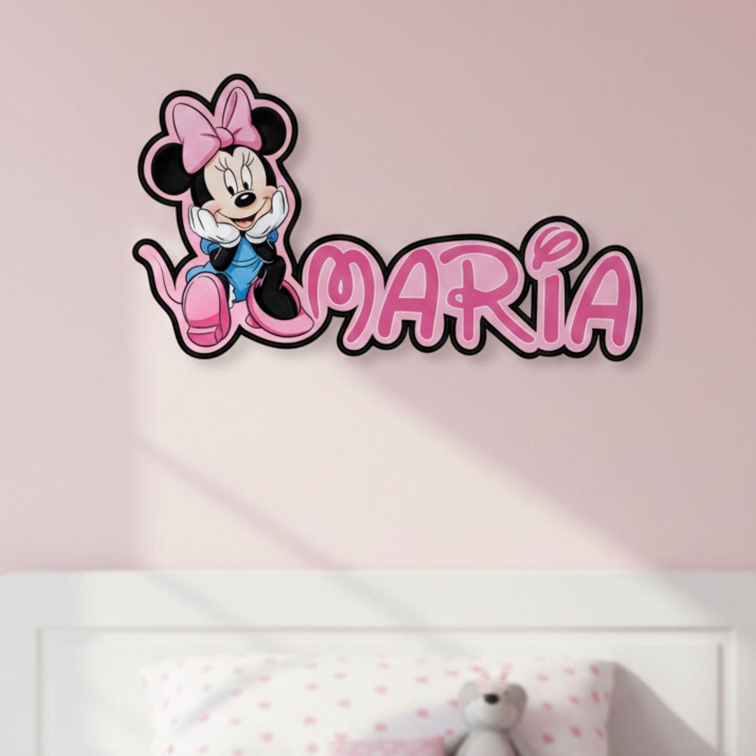 Custom Minie Mouse Wooden Wall Sign for Nursery Room, Disney Wall Decor ...