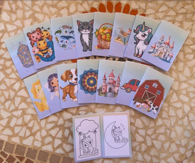 Pack of 15 Mini Coloring Books – Printable in A4 (PDF + JPG) – for Kids ...