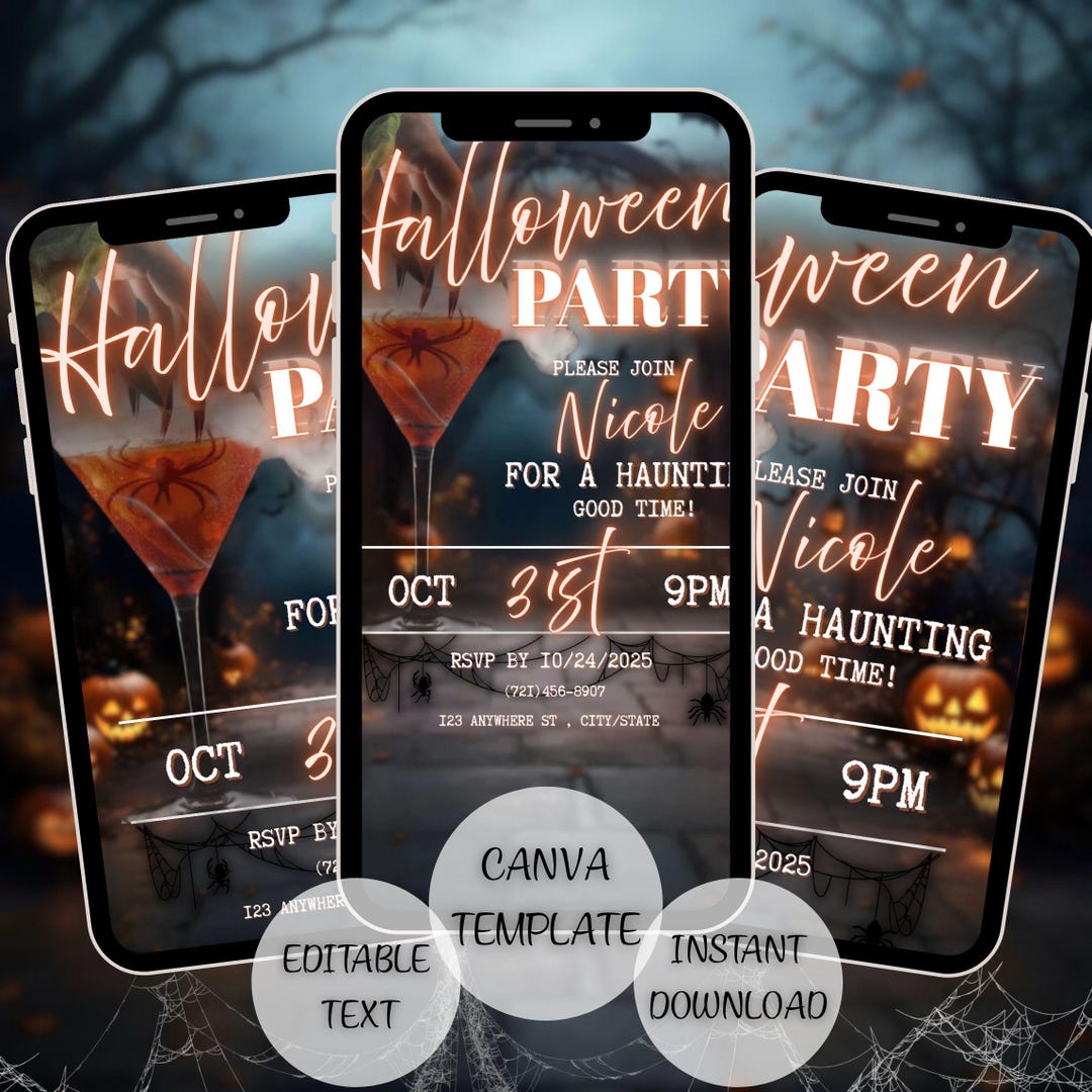 Editable Spooky Halloween Party Invitation Template, Digital Download ...