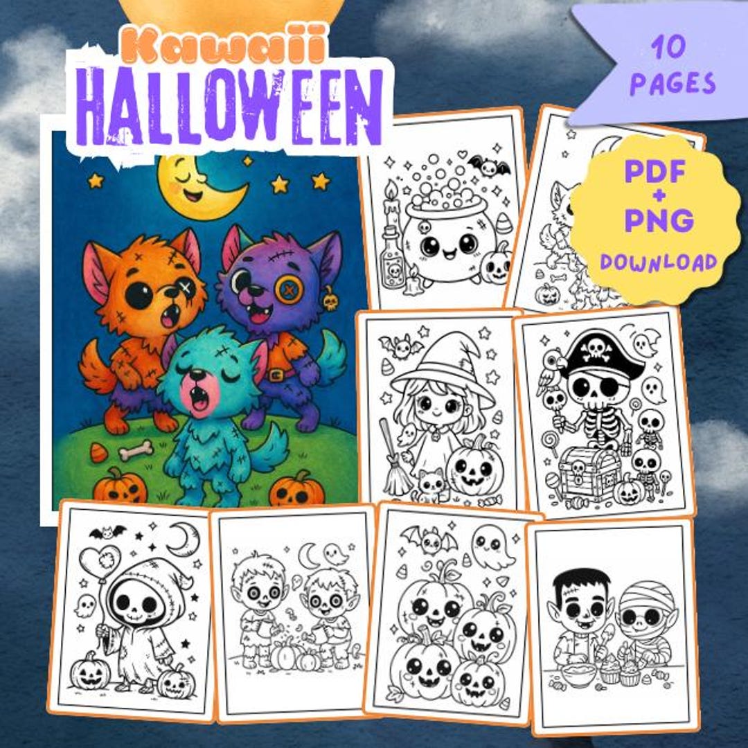 Halloween Coloring Pages | 10 Kawaii Spooky Printable Sheets Kids ...