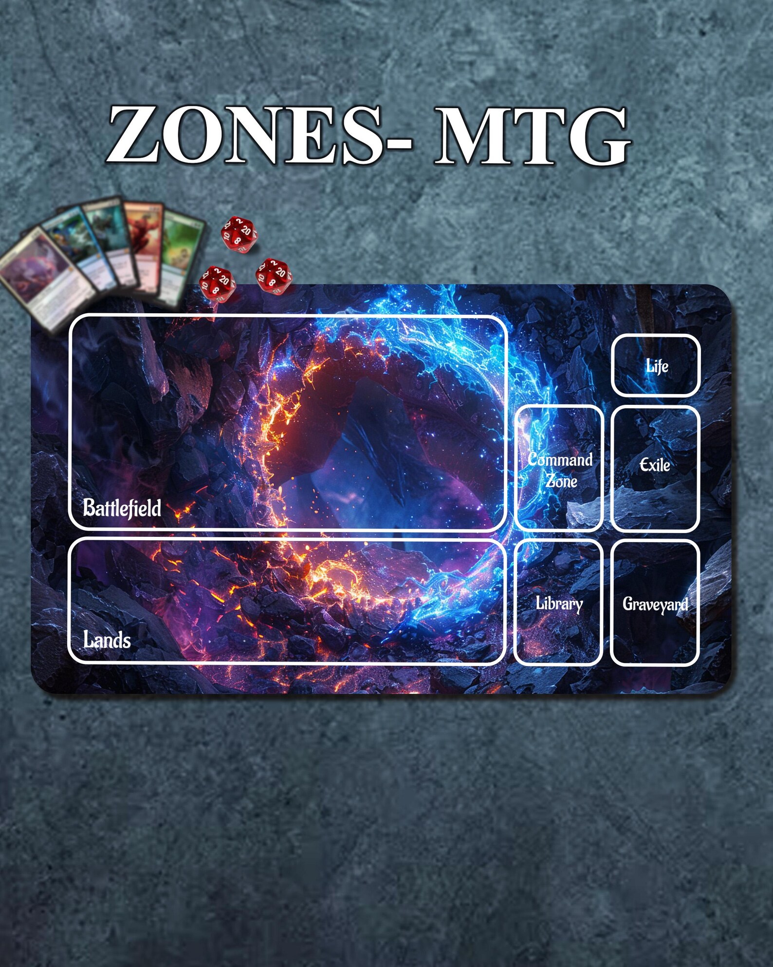 Riftbound Playmat|mtg Playmat-elemental Rift: Fire and Ice| 3mm, 24"×14 ...