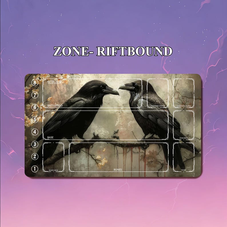 MTG Playmat With Zones, Twin Ravens TCG Desk Mat, 24"x14", Seam Options ...