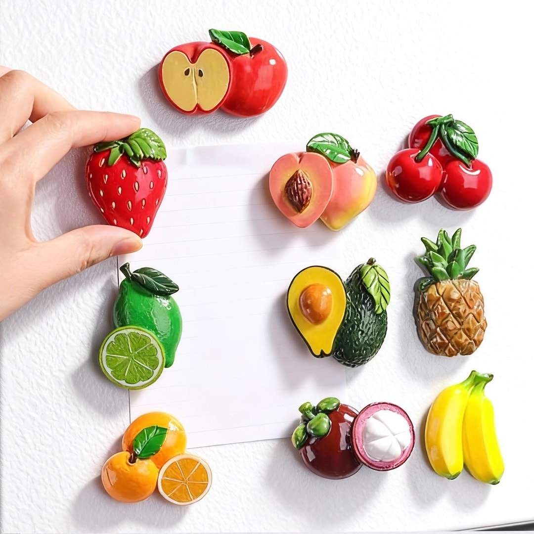 3D Fruit Fridge Magnets , Cute Food Magnets for Refrigerator, Colorful ...