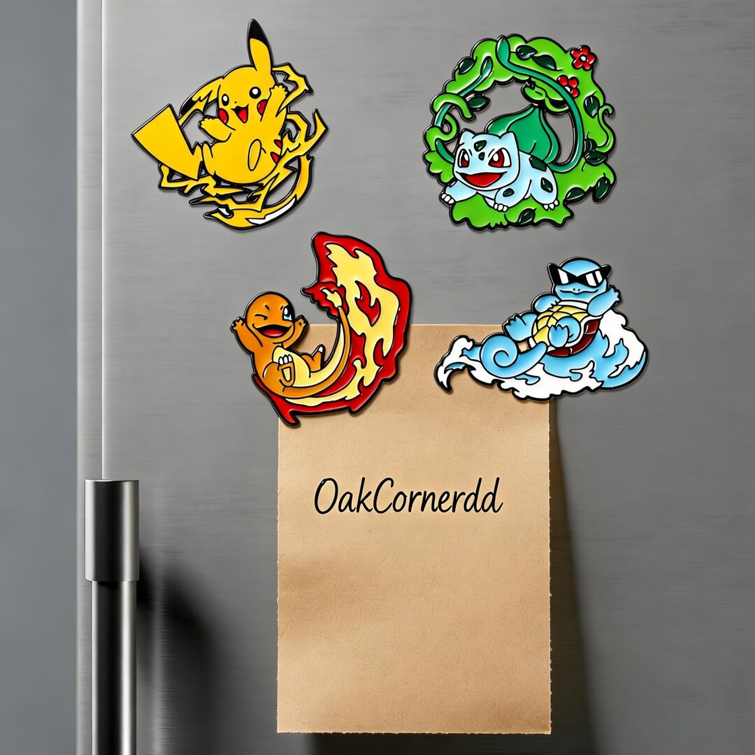 Pokemon Fridge Magnets, Pikachu Charmander Squirtle Bulbasaur, Hard ...